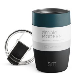 simple modern travel coffee mug tumbler with flip lid | reusable insulated stainless steel cold brew iced coffee cup thermos | gifts for women men him her | voyager collection | 12oz | moonlight