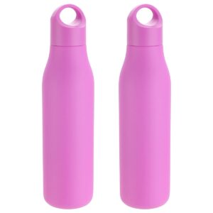 simple modern 22oz vacuum insulated stainless steel bottle with handle lid easy to go (pink)