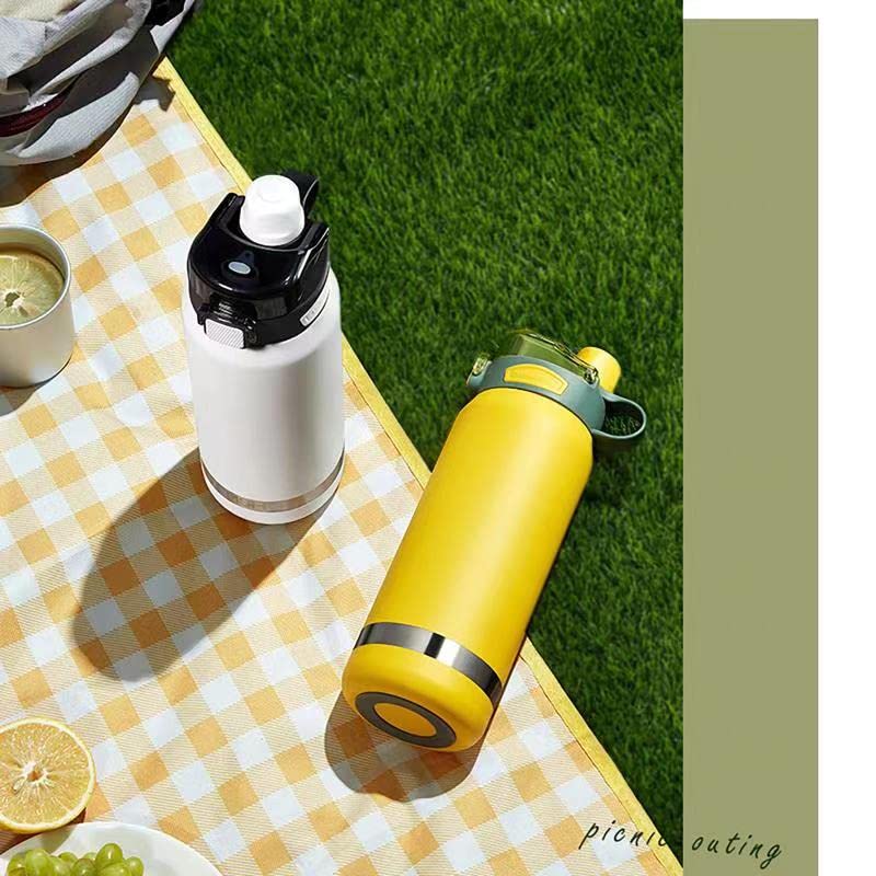 Ankening Simple Modern Insulated Stainless Steel Water Bottle with Straw and Chug Lid for Sports and Travel, BPA-Free, 34oz (Khaki)