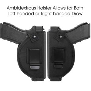 ELVO Gun Holster for Men/Women, Concealed Carry Holster, Universal IWB OWB Pistol Holster Right/Left Hand Draw Fits S&W M&P Shield 9MM Glock 19 26 27 42 43 Subcompact Compact Mid-Sizes Handguns