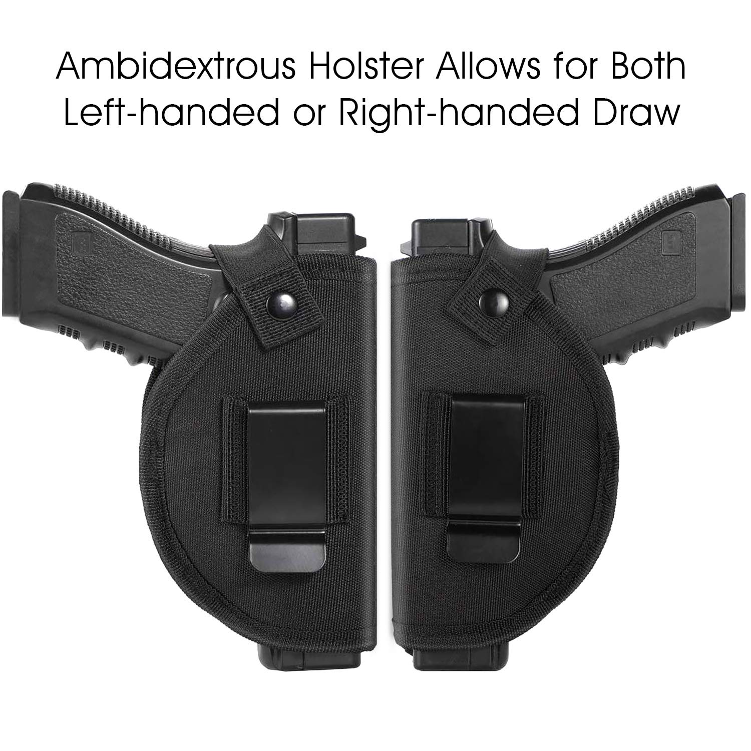 ELVO Gun Holster for Men/Women, Concealed Carry Holster, Universal IWB OWB Pistol Holster Right/Left Hand Draw Fits S&W M&P Shield 9MM Glock 19 26 27 42 43 Subcompact Compact Mid-Sizes Handguns