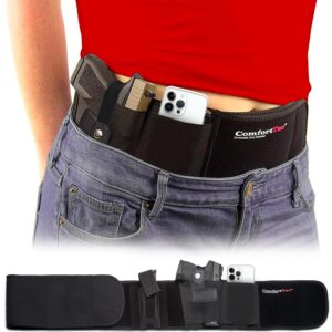 belly band holster for men and women - gun holster by comforttac, fits smith and wesson, shield, glock 19, 17, 42, 43, p238, ruger lcp, and similar guns for most pistols and revolvers