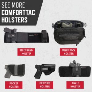 Belly Band Holster for Men and Women - Gun Holster by ComfortTac, Fits Smith and Wesson, Shield, Glock 19, 17, 42, 43, P238, Ruger LCP, and Similar Guns for Most Pistols and Revolvers