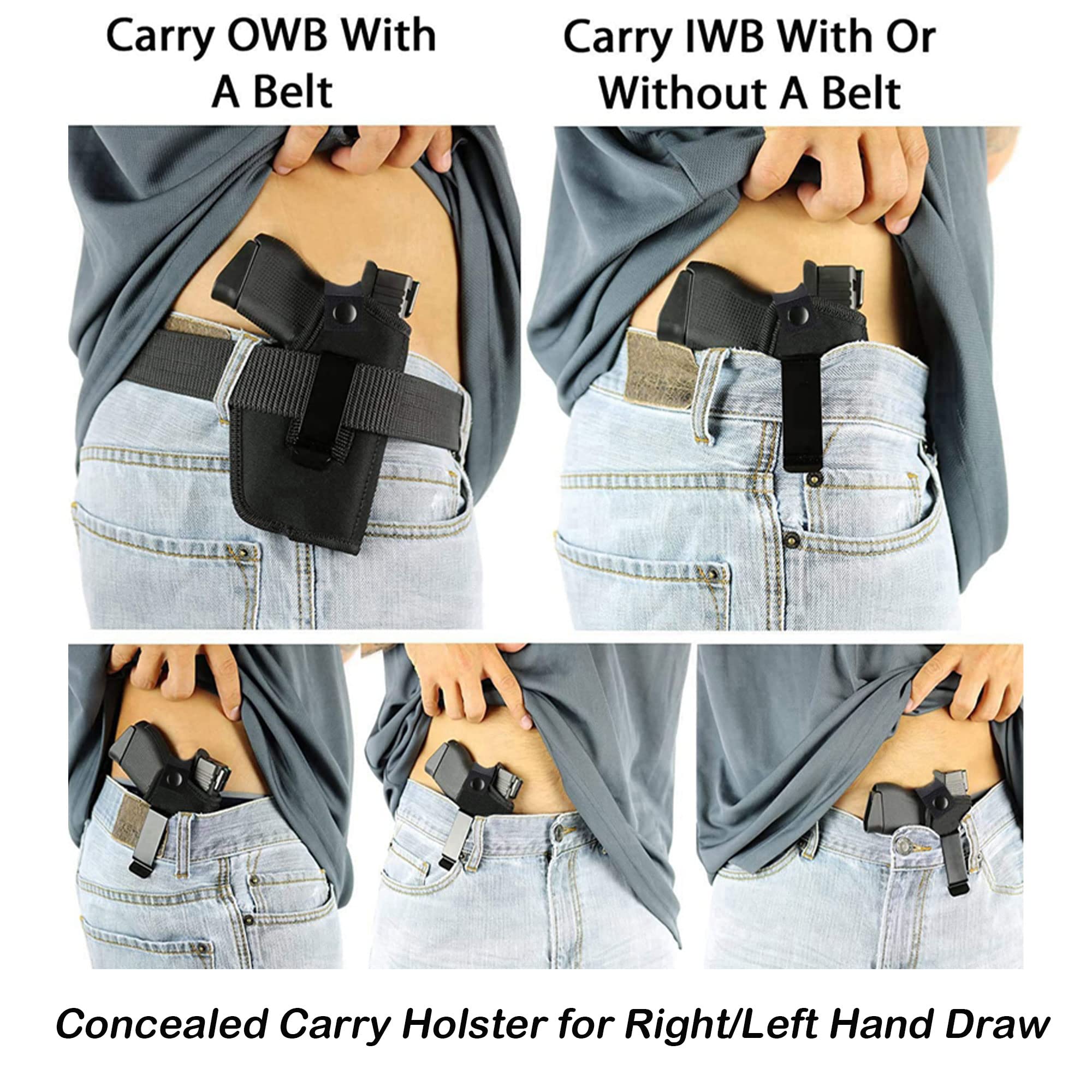 Concealed Carry Holster Metal Clip IWB OWB Holster Waistband Airsoft Pistol Handguns Holster for Right Left Hand Draw