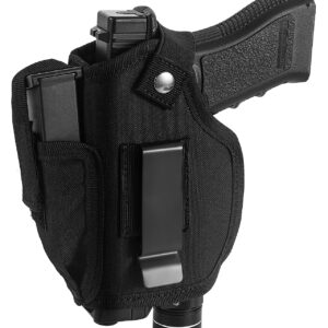 LandFoxtac Gun Holster with Laser/Light, IWB/OWB Concealed Carry Pistols Holster with Mag Pouch Fits Most 9mm 380 45ACP, Gun Holsters for Men and Women Left/Right Hand, for Glock, S&W, Sig, and More