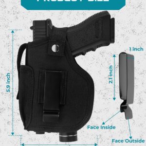 LandFoxtac Gun Holster with Laser/Light, IWB/OWB Concealed Carry Pistols Holster with Mag Pouch Fits Most 9mm 380 45ACP, Gun Holsters for Men and Women Left/Right Hand, for Glock, S&W, Sig, and More