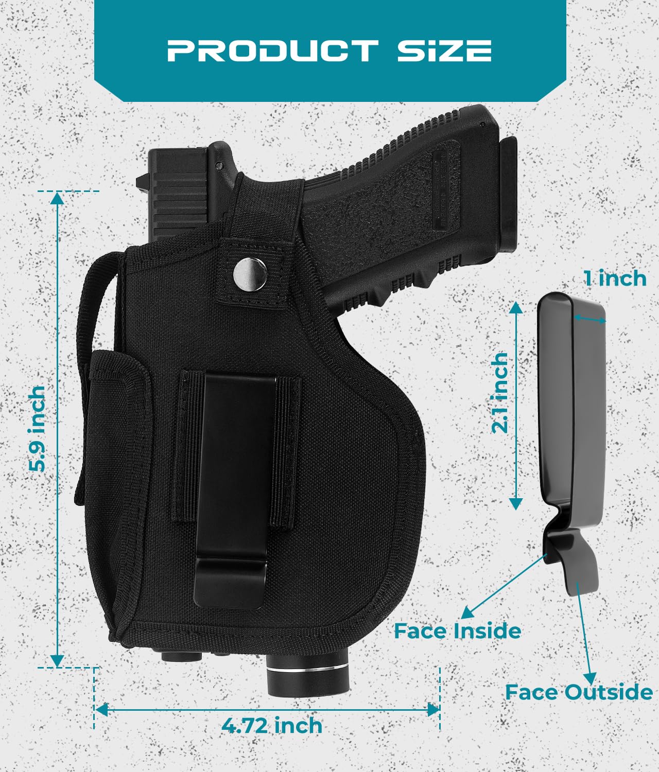 LandFoxtac Gun Holster with Laser/Light, IWB/OWB Concealed Carry Pistols Holster with Mag Pouch Fits Most 9mm 380 45ACP, Gun Holsters for Men and Women Left/Right Hand, for Glock, S&W, Sig, and More