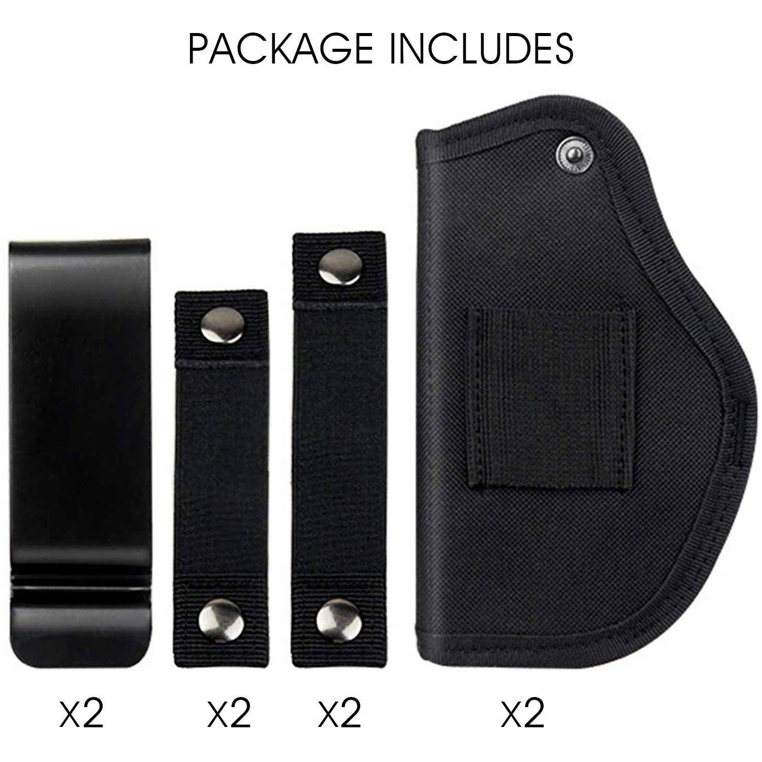 AIKATE 2 Pack Universal Concealed Carry Holster Inside or Outside The Waistband IWB Gun Holsters Right and Left Hand Draw Fits Subcompact Compact Full Size Pistols