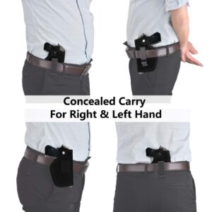 2 Pack Gun Holsters for Concealed Carry, Universal Inside Outside Waistband Holster for Pistols, IWB Belt Holster for Right & Left Hand, Fits Subcompact Compact Full Size Pistols, Black & Green