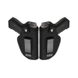 tacwings universal gun holsters for men women, wb/owb 9mm holsters for pistols right left,concealed carry holster fits s&w m&p shield glock 17 19 26 27 42 43 revolver, similar handguns (2-pack)