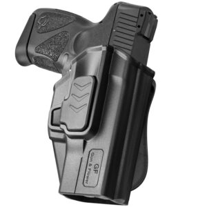 taurus g2c holster, owb holster fits taurus g2c/g3c, taurus millennium g2 pt111/pt140, outside waistband carry holster, level ii retention locking system, 360 degrees adjustable, right hand