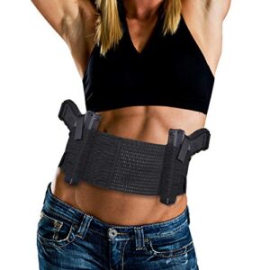 accmor belly band holster for concealed carry, elastic breathable waistband gun holster for women men, right and left hand draw