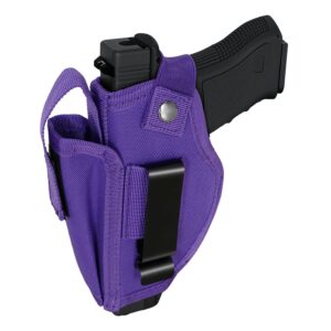 lgtfy universal concealed carry gun holsters right left hand with mag pouch for men women, iwb/owb 380 9mm holsters for pistols, fits s&w m&p shield glock, similar handguns (purple)