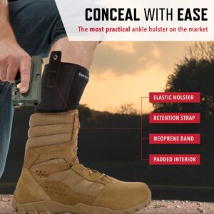 Ultimate Ankle Holster for Concealed Carry by ComfortTac | Fits Glock 42, 43, 36, 26, Smith and Wesson Bodyguard .380, 38, Ruger LCP, LC9, Sig Sauer, and Similar Guns (17" Band Fits Up to 15" Leg)