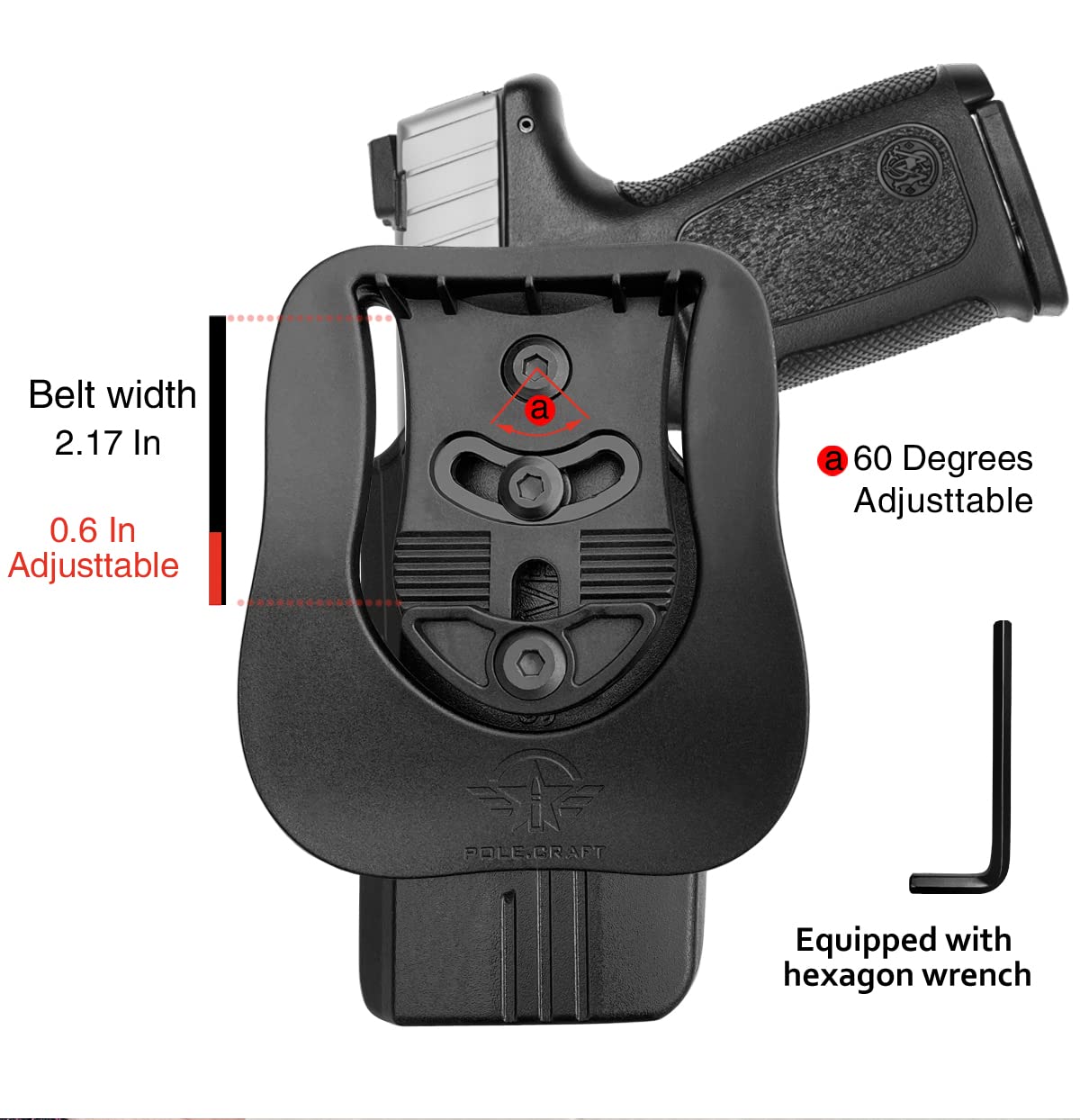 OWB Paddle Polymer Holsters Fit: Smith & Wesson SD9 VE / SD40 VE Pistol, Outside Waistband Open Polymer Holster with Safety Lock, Angle adj-1.5“-2” Belt Adjustable (Black)