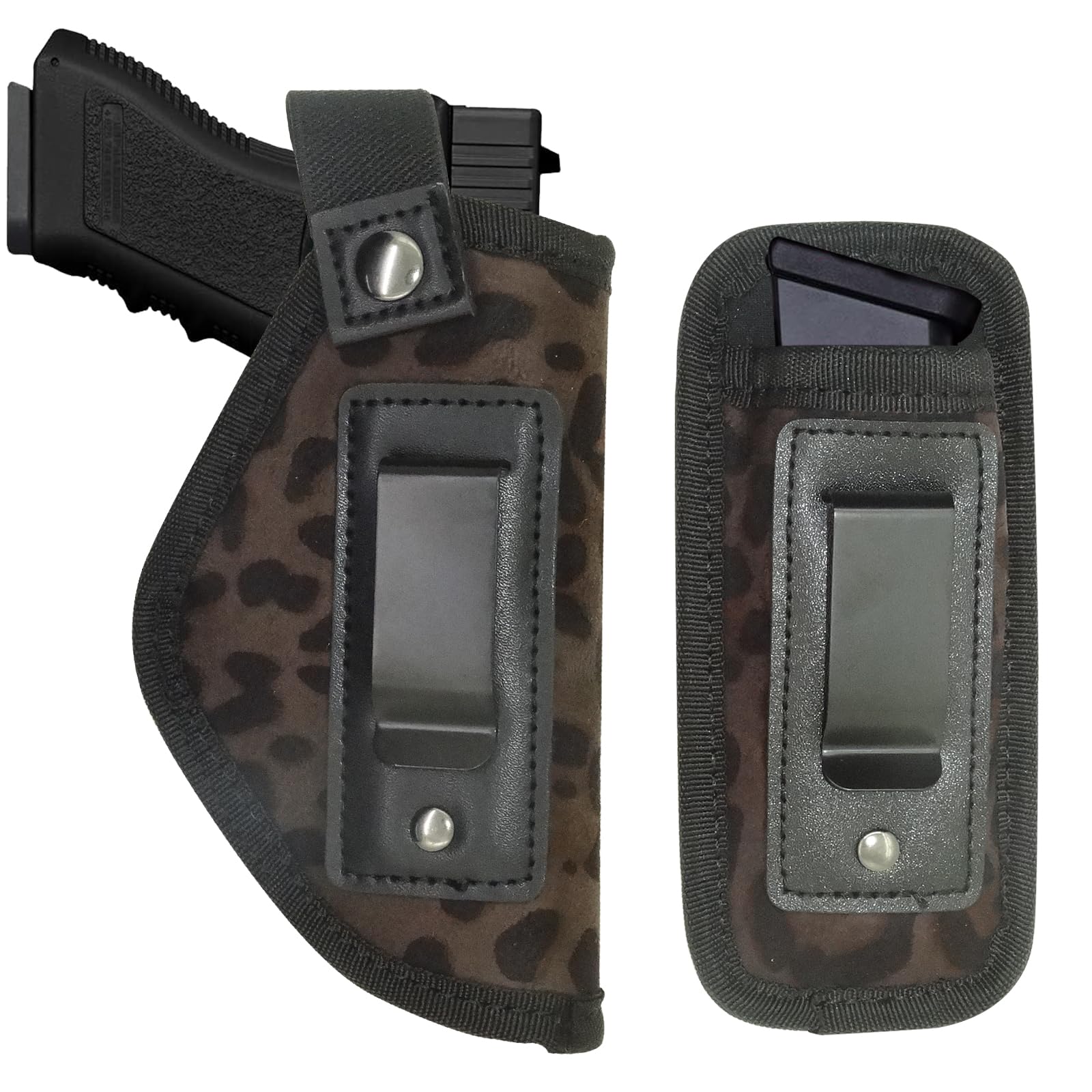 SAMTUIRUI Gun Holsters for Men Women, IWB/OWB 9mm Holsters for Concealed Carry, Universal Pistol Handguns Holster for Right Left Hand Draw, Fits Glock and Similar Handgun, Leopard Design