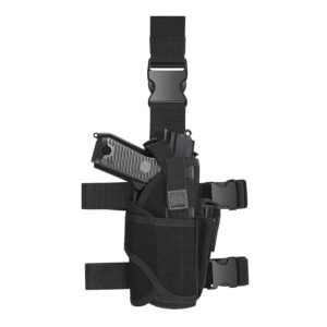 drop leg holster, thigh holster, tactical holster, leg holster for pistols, universal airsoft right/left, iwb/owb 9mm holster for concealed carry with magazine pouch - black, right handed drop holster