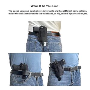 Vacod Universal Gun Holster for Concealed Carry Inside or Outside The Waistband Pistols Holsters for Right and Left Hand Draw Holster for Men/Women Fits Subcompact and Compact Handguns,Black (1)