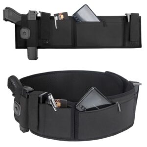 belly band holster for concealed carry, kumgim belly gun holsters for men women 380 9mm, waist band holster conceal carrier belt airsoft holster fits glock 19 17 42 43, smith wesson, taurus, ruger