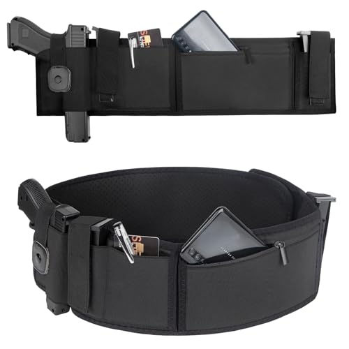 Belly Band Holster for Concealed Carry, KUMGIM Belly Gun Holsters for Men Women 380 9MM, Waist Band Holster Conceal Carrier Belt Airsoft Holster Fits Glock 19 17 42 43, Smith Wesson, Taurus, Ruger