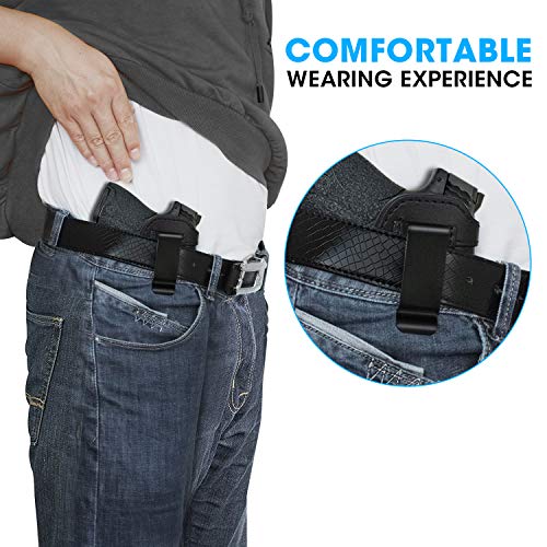 IWB Leather Holster for Concealed Carry, Inside Waistband Holsters Suitable for S&W M&P Shield, Glock 17 19 22 23 32 33 36 43, Springfield XD-S, Beretta 92FS, Sig P228 P239 Similar Handguns