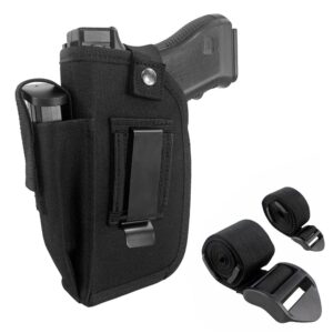 depring concealed carry holster with mag pouch universal fits handgun with laser or light attachment iwb owb car ambidextrous gun holster with 2 straps black