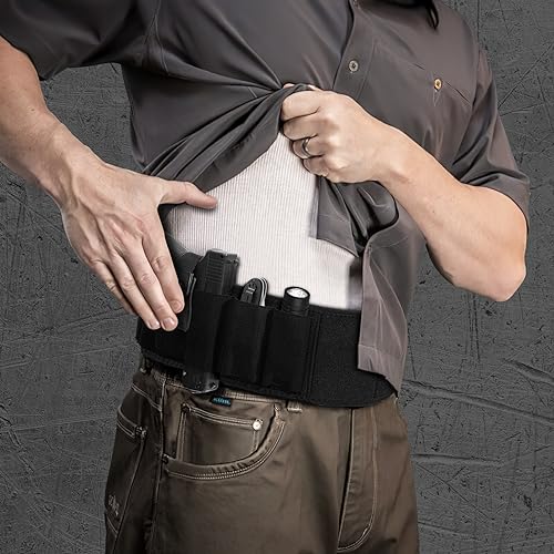 ZZY Concealed Carry Belly Band Holster, Waist Holster for Pistols, Gun Holster for Men and Women Running, Cycling, Hiking, Fits Glock 19, 17, 26, 43, Sig P365, Taurus G2C, Ruger, S&W M&P Shield 9m