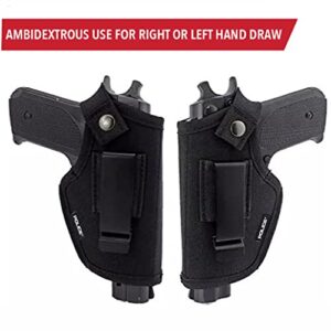 POLICE Gun Holster for Men/Women - Universal Belt Pistol Holster Airsoft Right/Left, IWB/OWB 9mm Holster for Concealed Carry - 380 Holster for Pistols Compatible with Glock 23,26,27,42, M&P Shield