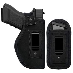 podfan universal gun holsters for men/women,iwb 9mm pistols holster right left handed,concealed carry,fits s&w m&p shield glock 9/40 p320 17 19 26 27 42 43,similar handguns (black-right hand)