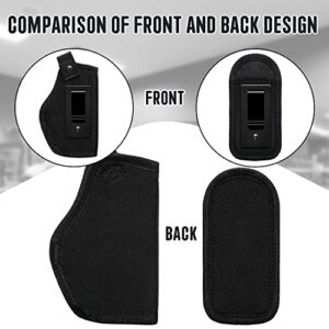 PODFAN Universal Gun Holsters for Men/Women,IWB 9mm Pistols Holster Right Left Handed,Concealed Carry,Fits S&W M&P Shield Glock 9/40 P320 17 19 26 27 42 43,Similar Handguns (Black-Right Hand)