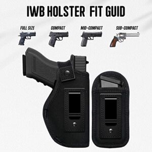 PODFAN Universal Gun Holsters for Men/Women,IWB 9mm Pistols Holster Right Left Handed,Concealed Carry,Fits S&W M&P Shield Glock 9/40 P320 17 19 26 27 42 43,Similar Handguns (Black-Right Hand)