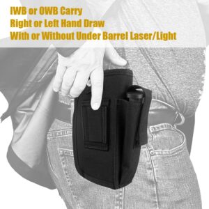 Bursport Concealed Carry Gun Holster with Mag Pouch Fits Handgun with Laser Light Mounted IWB OWB Ambidextrous Use by Convertible Clip