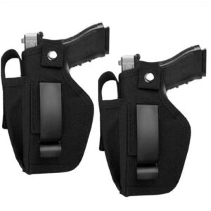 2 pack gun holsters for concealed carry, universal inside outside waistband holster w/ magazine pouch, iwb belt holster for right & left hand, fits subcompact compact full size pistols