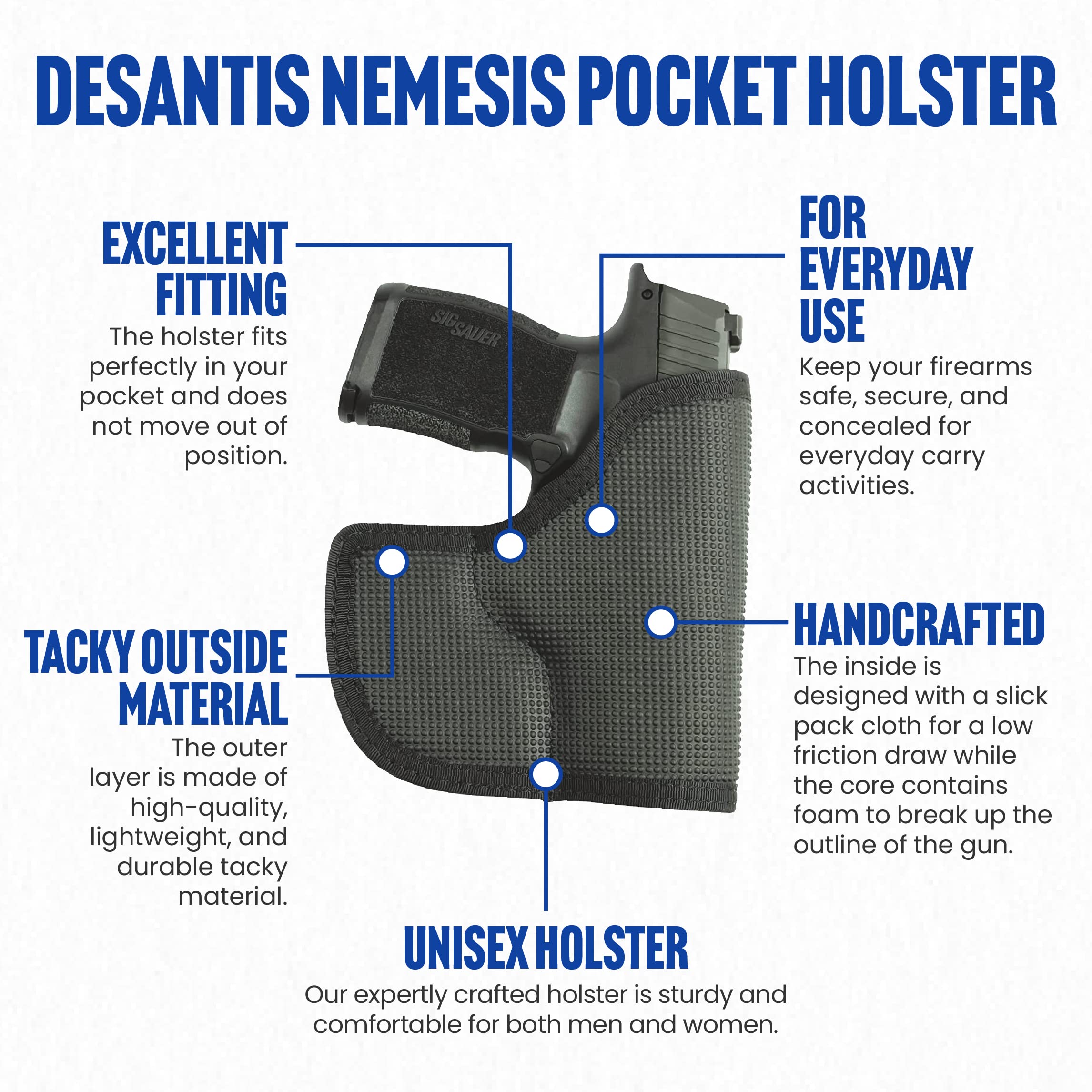 DeSantis Nemesis Pocket Holster for Pistols, Ambidextrous, Unisex Gun Holster, Made Tacky Material, Fits SIG P365, SIG P365 XL, SIG P365 SAS, SIG P365 with Manual Safety, Black