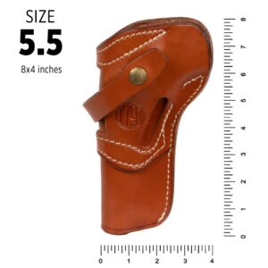 1791 GUNLEATHER Single Six Holster - Ambidextrous Leather Revolver Holster, Fits Ruger Wrangler, Heritage Rough Rider, Colt SSA and Similar Six Gun Pistols (Size 5.5) Brown