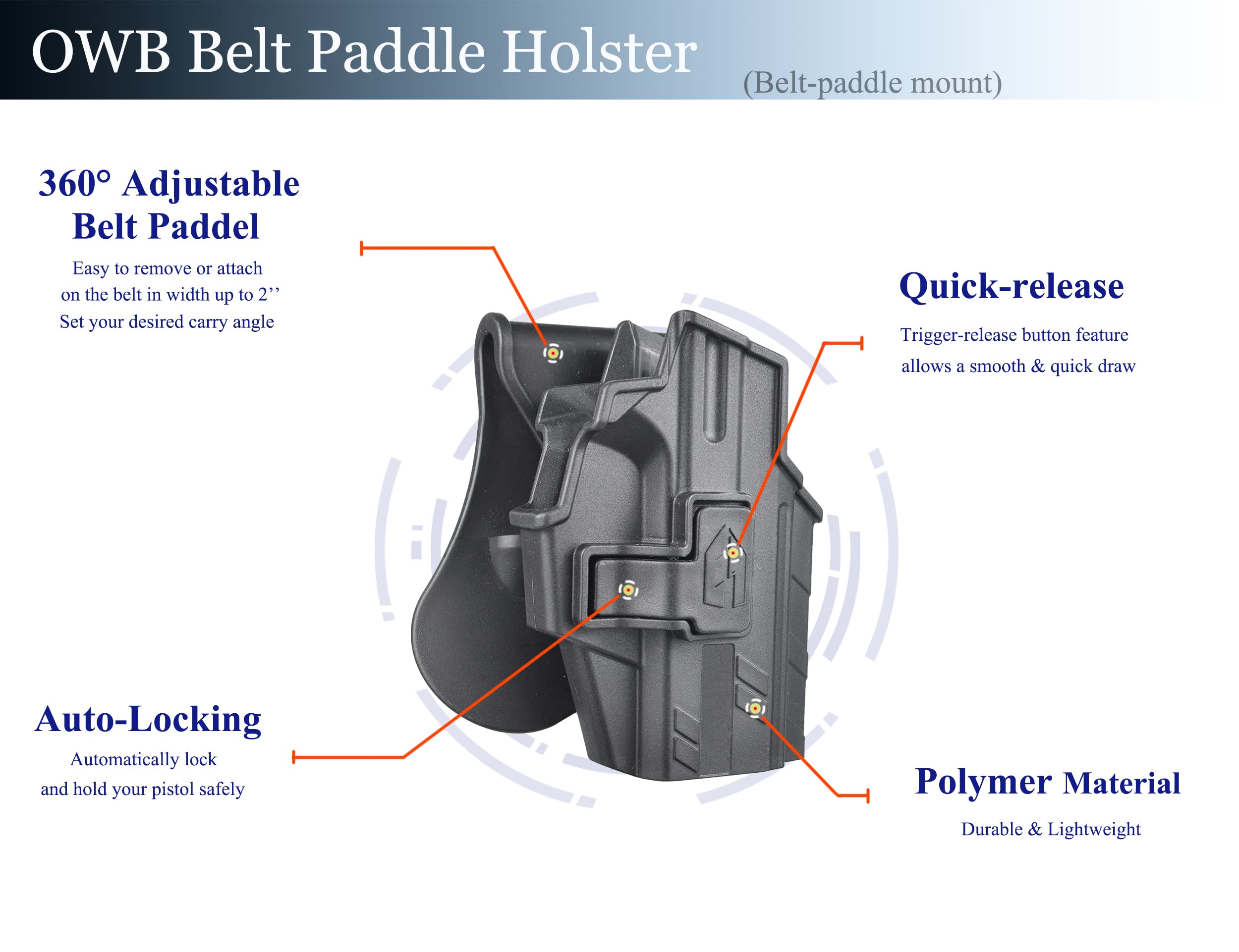 OWB Paddle Holster Compatible with Sig P365X(Not for P365X Macro/RomeoZero), Sig Sauer P365, Sig P365XL, Sig P365 SAS, Open Carry Gun Holster, Adjustable Cant, Quick Release - Right Handed