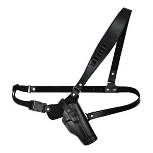 leather shoulder holster, adjustable chest holster gun harness holster with 7 bullet holes for men women (black)