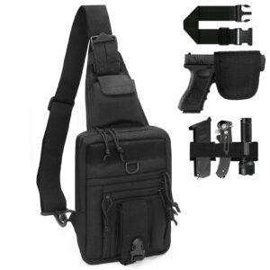 larkoo tactical chest sling pistol bag concealed carry handgun chest crossbody pack holster shoulder bag for right left hand ambidextrous