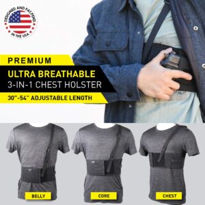 Stinger Premium Ultra Breathable Chest Shoulder Holster for Concealed Carry, Universal Underarm Gun Holster, Fabric Comfortable Handgun Holster (Right Hand)