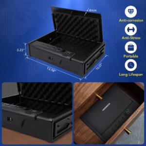 Biometric Gun Safes, Quick Access Gun Lock Box with Fingerprint & Digital Keypad, Handgun Safe with Auto Open Lid, Bedside Firearm Safety Car Safe