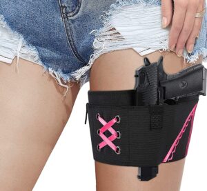 conceal carry ankle holster gun thigh holster leg for women sexy hi'd'den under dress/shorts adjustable ladies pistol holster tactical for weapons 380 revolver bag,pink