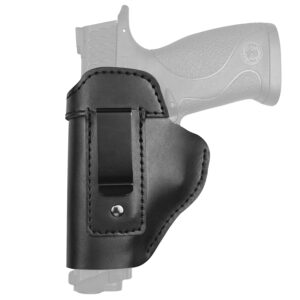 darkfang leather iwb holster for concealed carry gun holsters, inside waistband holster right/left handed for glock 17/19/19x/22/23/26/32/43, s&w and similar size handgun (iwb-left hand draw)