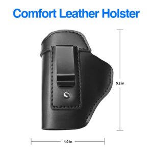 Darkfang Leather IWB Holster for Concealed Carry Gun Holsters, Inside Waistband Holster Right/Left Handed for Glock 17/19/19X/22/23/26/32/43, S&W and Similar Size Handgun (IWB-Left Hand Draw)