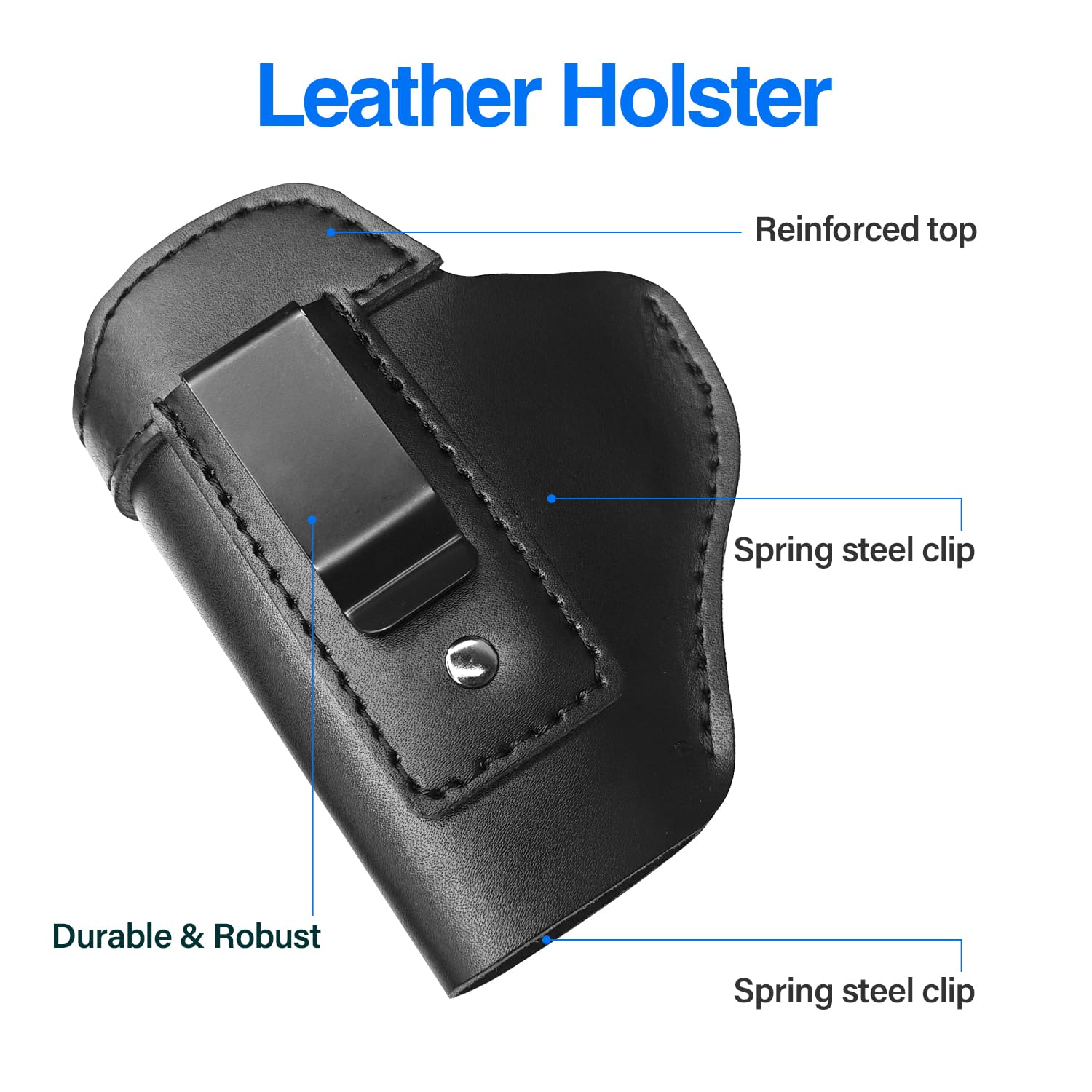 Darkfang Leather IWB Holster for Concealed Carry Gun Holsters, Inside Waistband Holster Right/Left Handed for Glock 17/19/19X/22/23/26/32/43, S&W and Similar Size Handgun (IWB-Left Hand Draw)