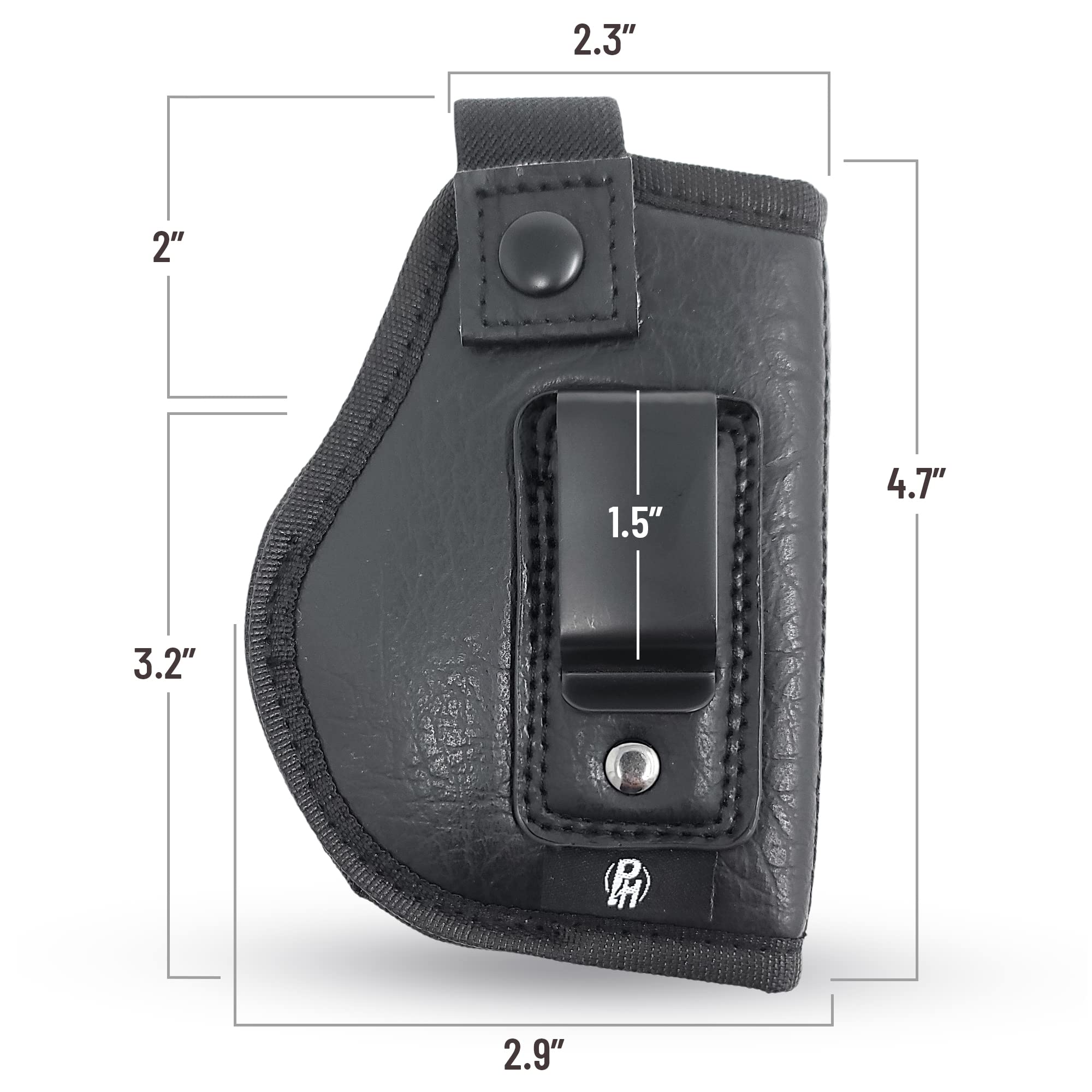 IWB Gun Holster by PH - Concealed Carry Soft Material - Soft Interior - Fits Most Small 380, Keltec, Sig P238, S&W Bodyguard .380 - Remington RM .380 - Ruger TCP - Seecamp LWS32 LWS38 (Right)