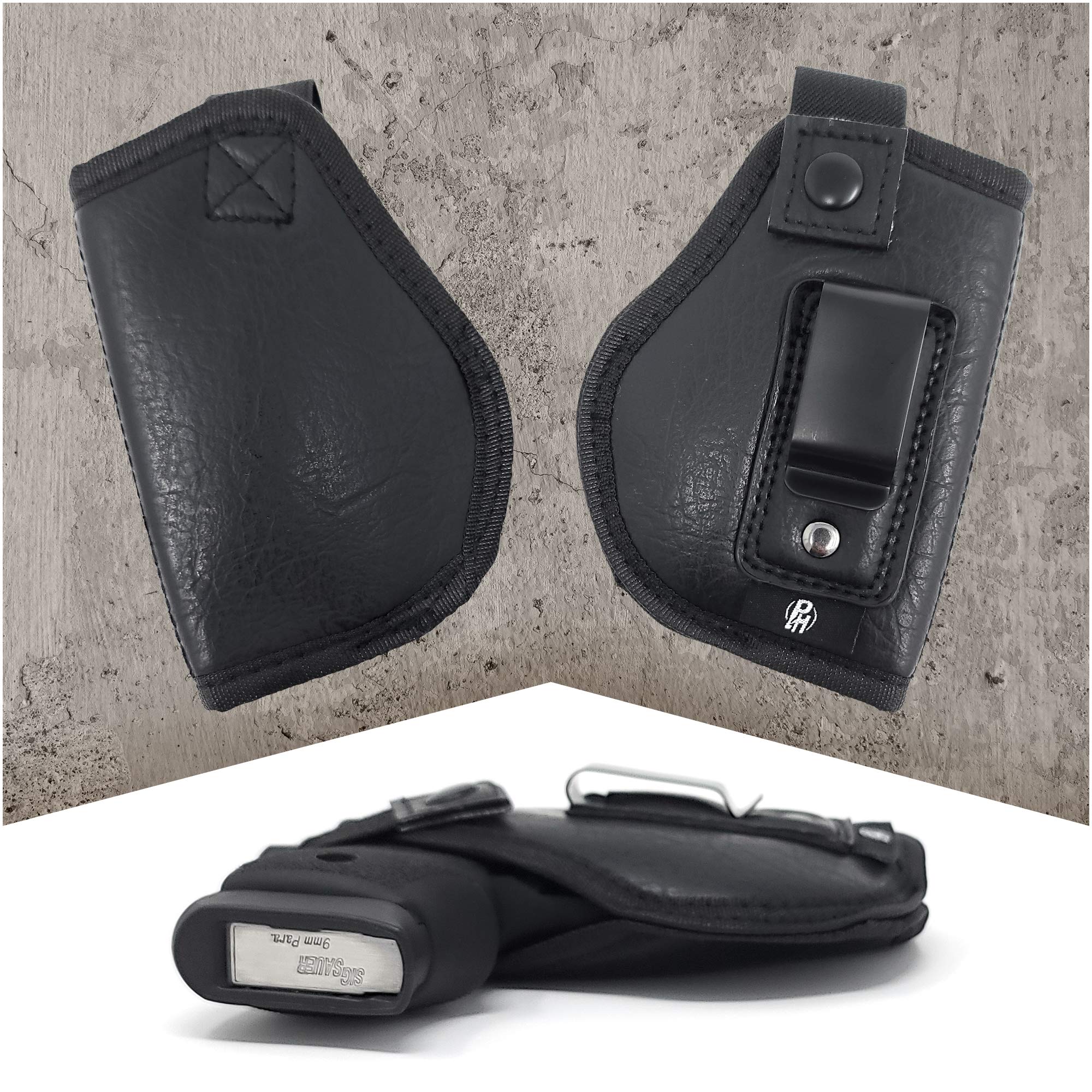 IWB Gun Holster by PH - Concealed Carry Soft Material - Soft Interior - Fits Most Small 380, Keltec, Sig P238, S&W Bodyguard .380 - Remington RM .380 - Ruger TCP - Seecamp LWS32 LWS38 (Right)