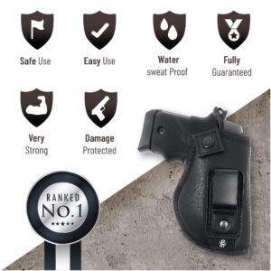 IWB Gun Holster by PH - Concealed Carry Soft Material - Soft Interior - Fits Most Small 380, Keltec, Sig P238, S&W Bodyguard .380 - Remington RM .380 - Ruger TCP - Seecamp LWS32 LWS38 (Right)