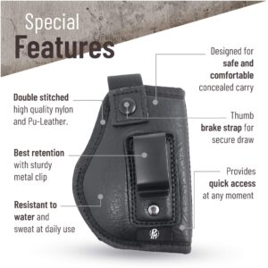 IWB Gun Holster by PH - Concealed Carry Soft Material - Soft Interior - Fits Most Small 380, Keltec, Sig P238, S&W Bodyguard .380 - Remington RM .380 - Ruger TCP - Seecamp LWS32 LWS38 (Right)