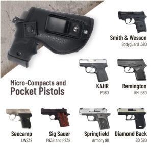 IWB Gun Holster by PH - Concealed Carry Soft Material - Soft Interior - Fits Most Small 380, Keltec, Sig P238, S&W Bodyguard .380 - Remington RM .380 - Ruger TCP - Seecamp LWS32 LWS38 (Right)