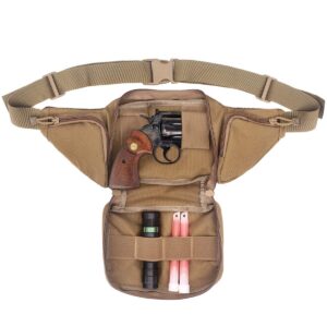 LIVANS Concealed Carry Fanny Pack Holster, Tactical Conceal Carry Pistol Bag Mens Gun Carry Concealment Holster Fits 1911 and G 17,19,20,21 Fits up 55" in Waist Free U.S Flag Patch